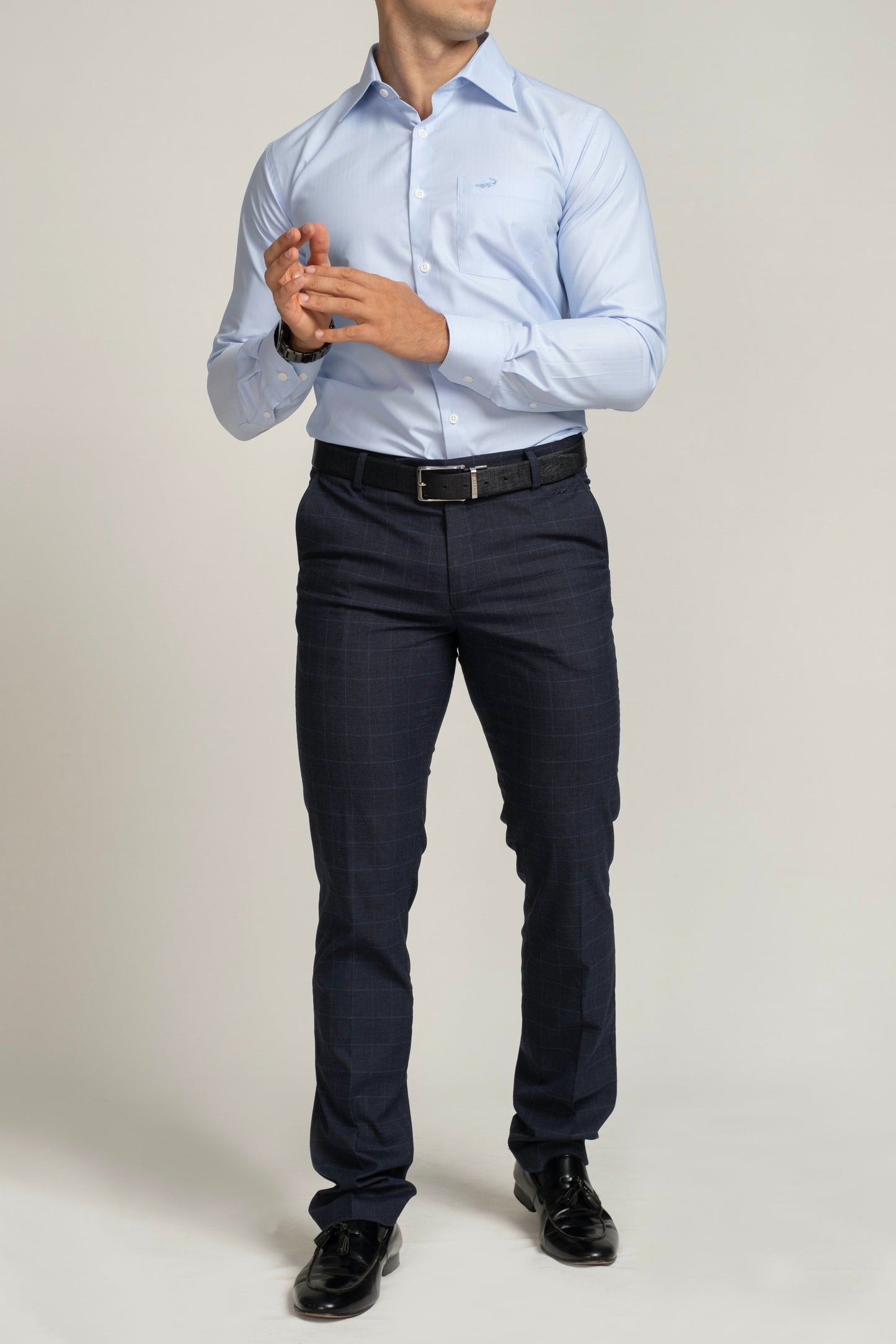 Crocodile Slim Formal Seasonal FS Shirt Blue - Little Boy Blue